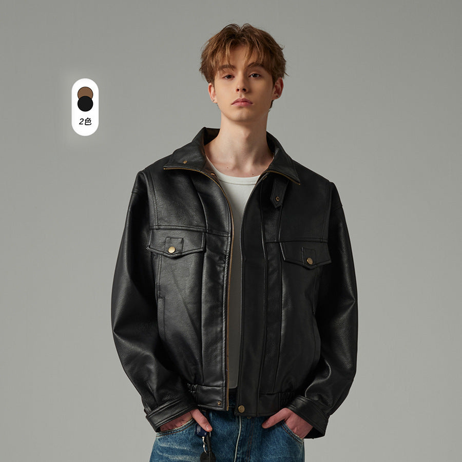 Vintage Motorcycle Leather Jacket for Men - Perfect for Fall and Winte ...